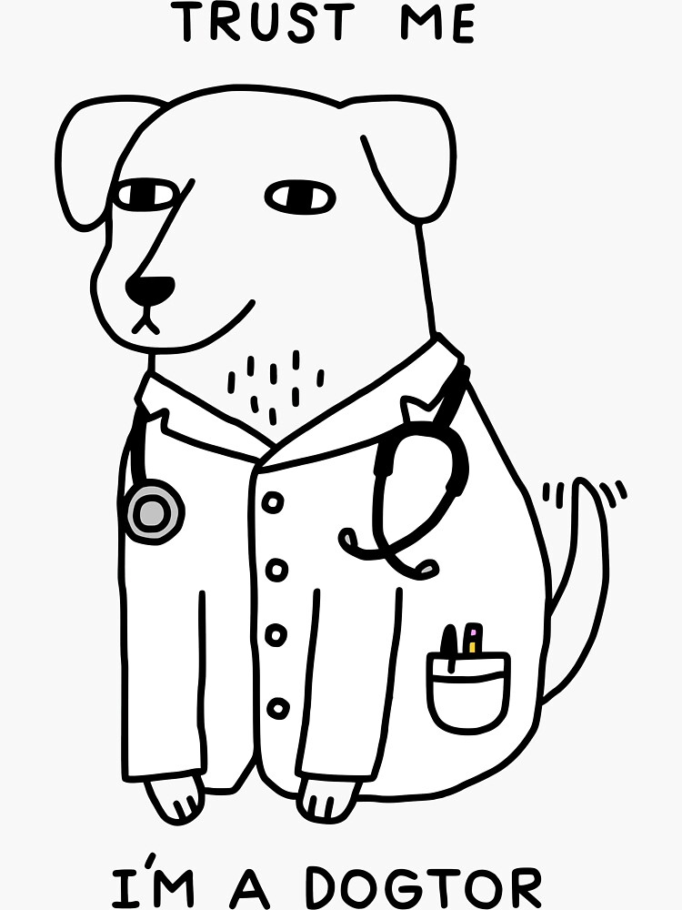 "Dr. Doggo" Sticker by CuteAsian | Redbubble
