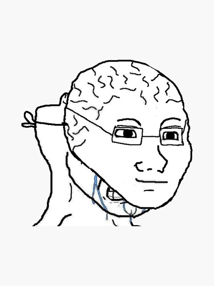 Pegatina «Brainlet - Wojak meme» de BazzaBazzar | Redbubble