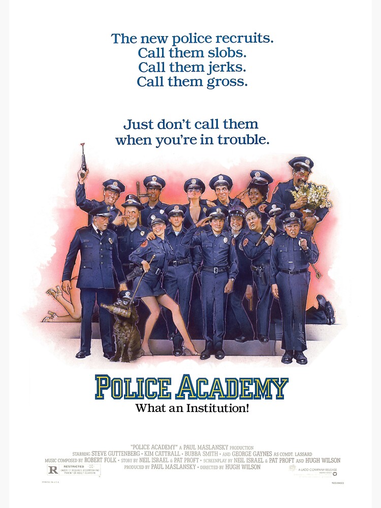 "POLICE ACADEMY MOVIE POSTER" Sticker for Sale by MovieThingies | Redbubble