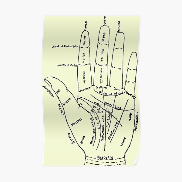 "Chart of the Hand - fortune-telling" Poster by EnjoyRiot | Redbubble