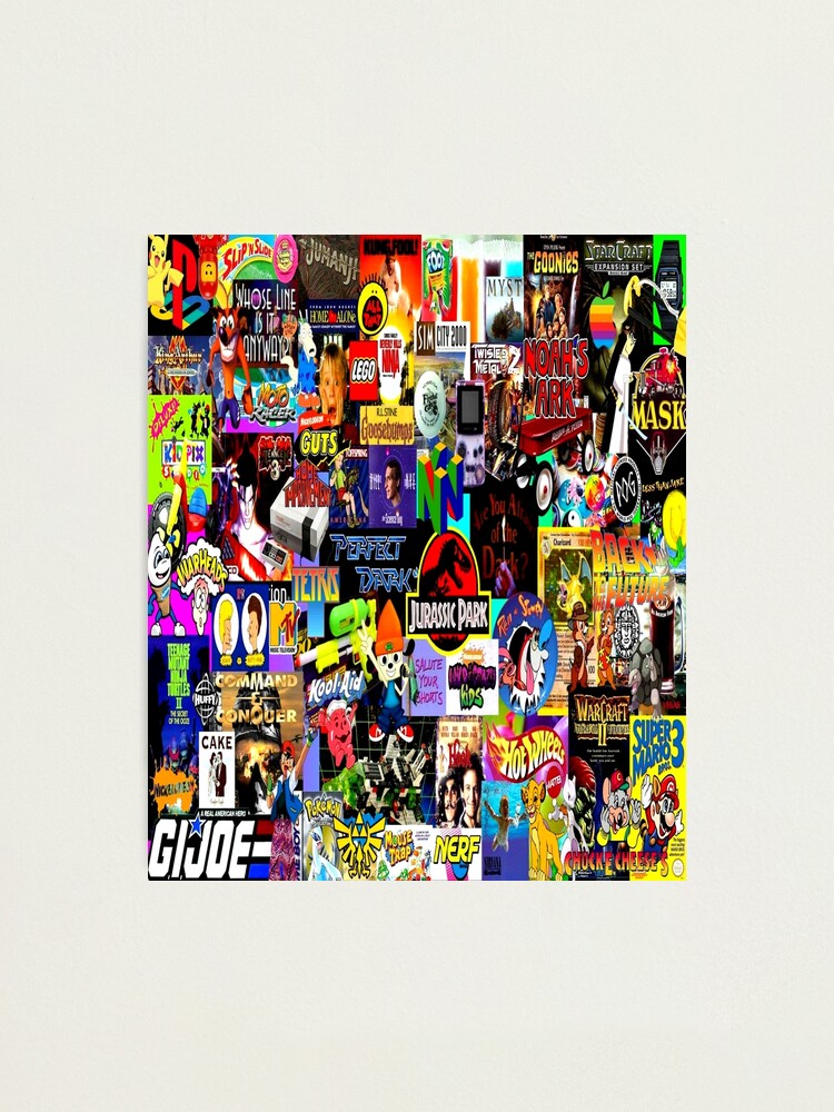 "The Nineties 90's Pop Culture Cartoon Movie Music Collage Mosaic 1990 ...