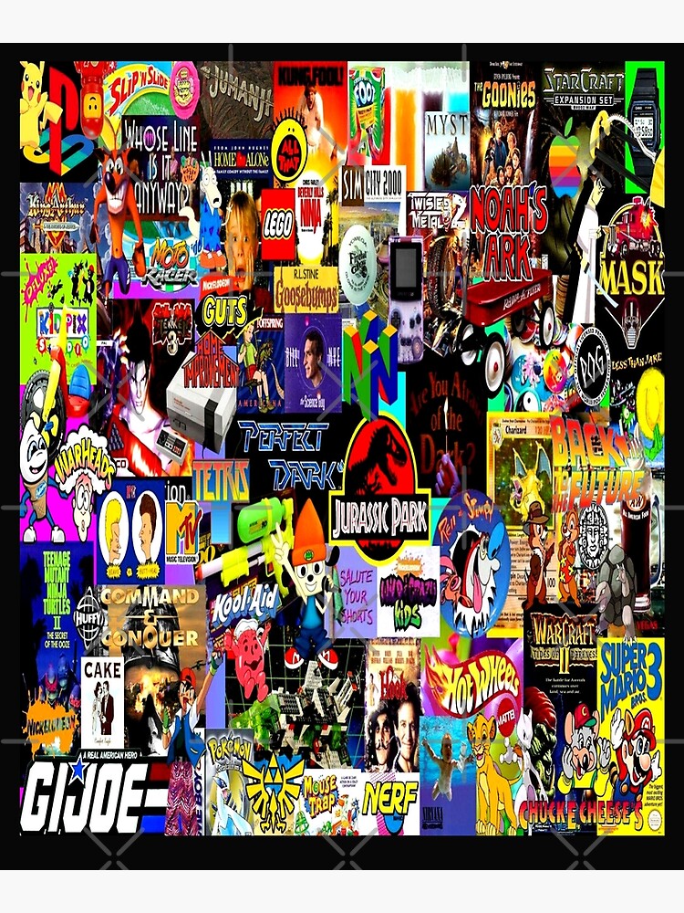 "The Nineties 90's Pop Culture Cartoon Movie Music Collage Mosaic 1990 ...