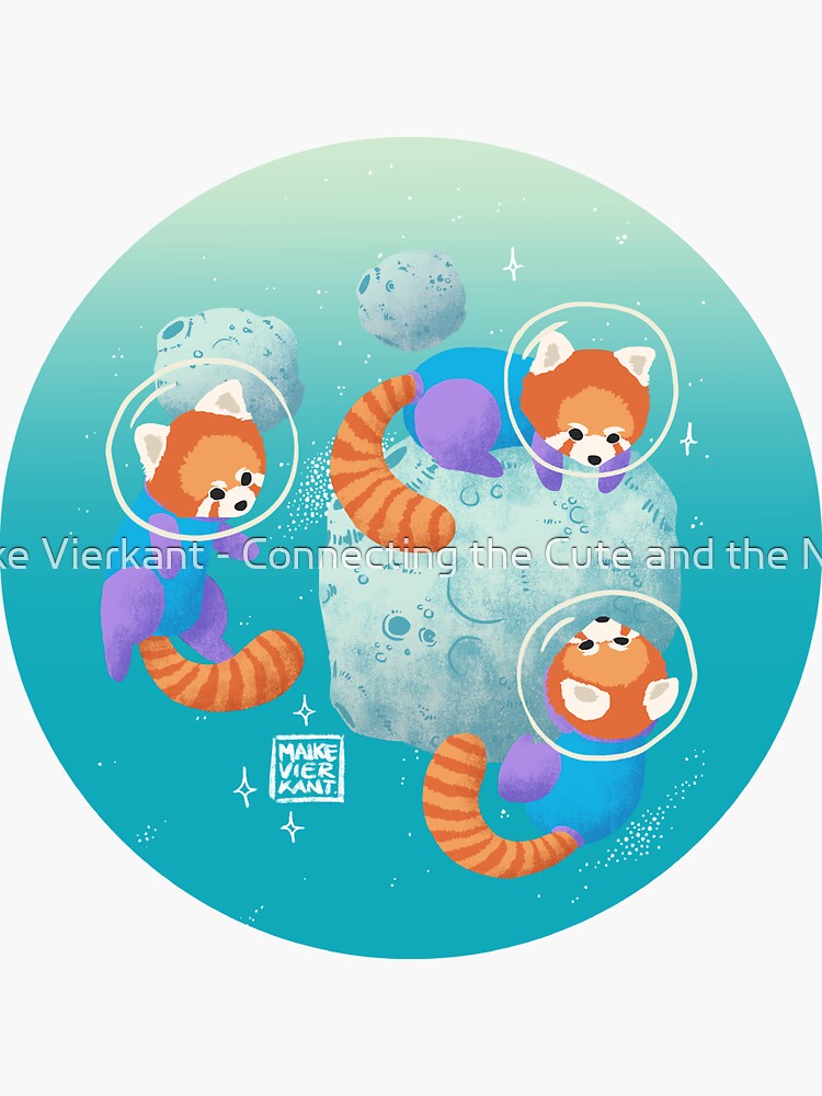 "Red Space Pandas in Brighter Skies" Sticker by Vierkant | Redbubble