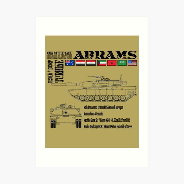 "Abrams Main Battle Tank M1A1 M1A2" Art Print for Sale by shaynetwright ...