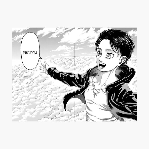 ""Freedom" - Eren Yeager Manga Panel Attack on Titan" Photographic ...