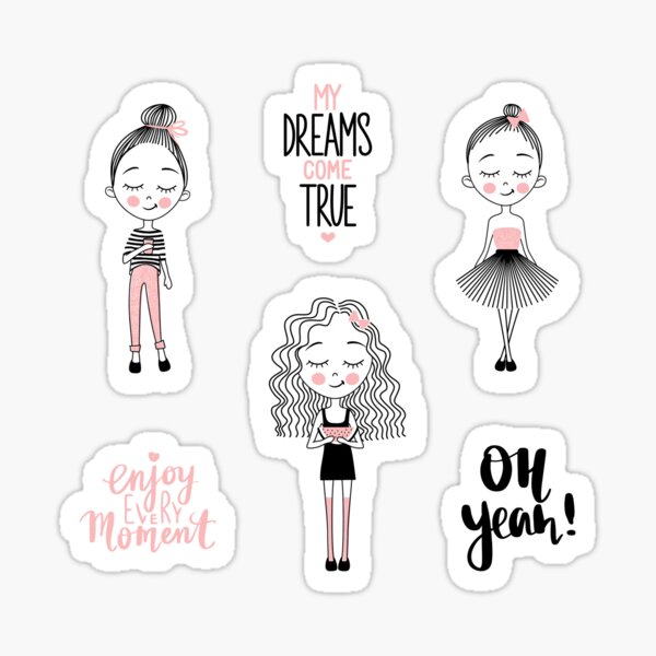 "Cute and Pretty Girls Doodles" Sticker for Sale by sickmoan | Redbubble