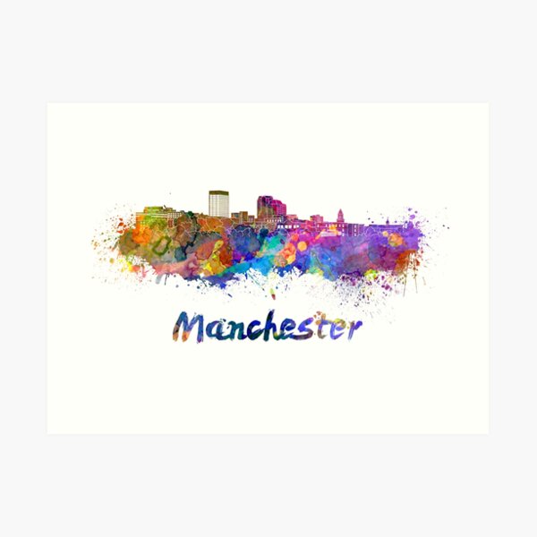 "Manchester NH skyline in watercolor" Art Print for Sale by paulrommer ...