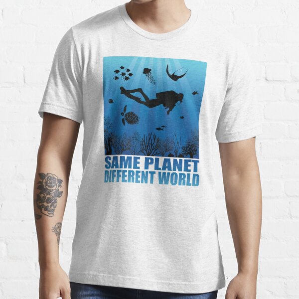 "Same Planet Different World Diving Art" T-shirt by TheInkElephant ...