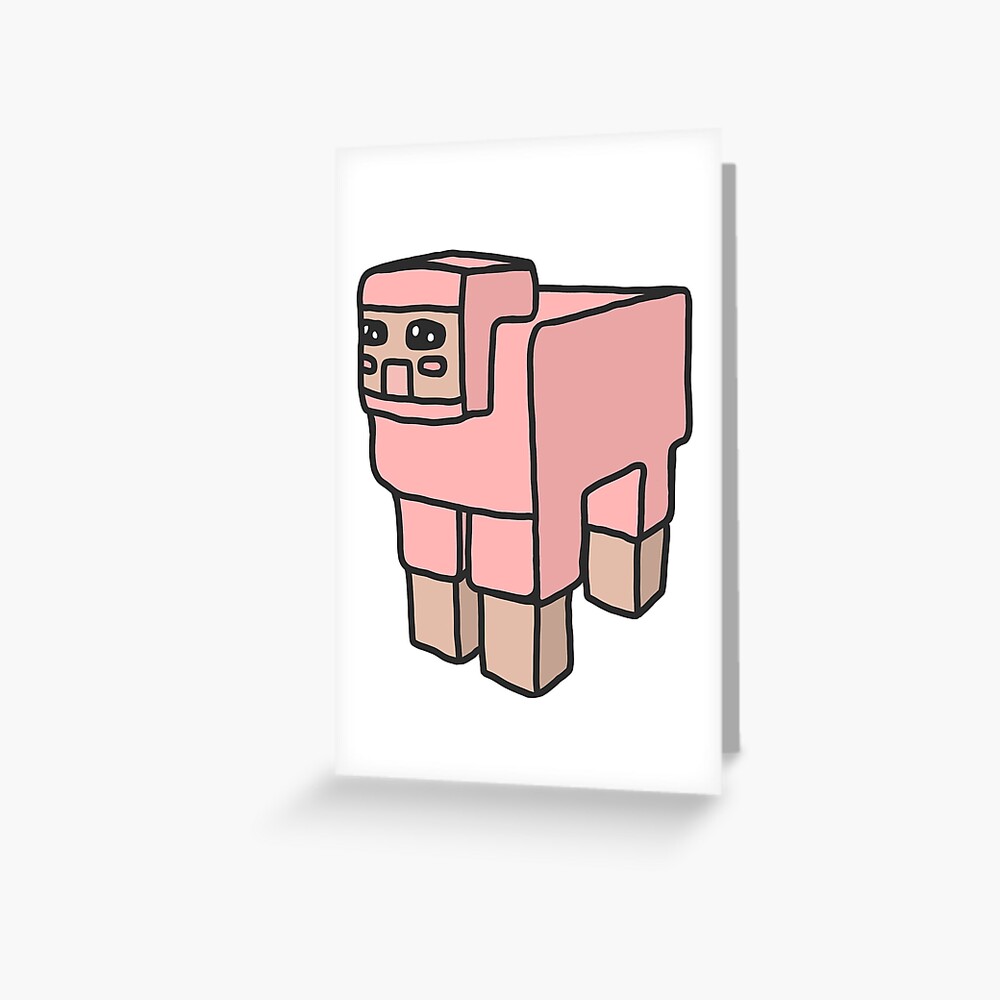 Tarjetas de felicitación «Linda oveja rosa de Minecraft» de Peach-cloud ...