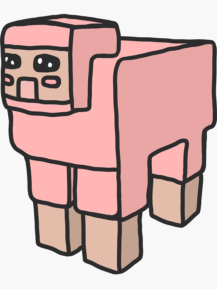 Pegatina «Linda oveja rosa de Minecraft» de Peach-cloud | Redbubble
