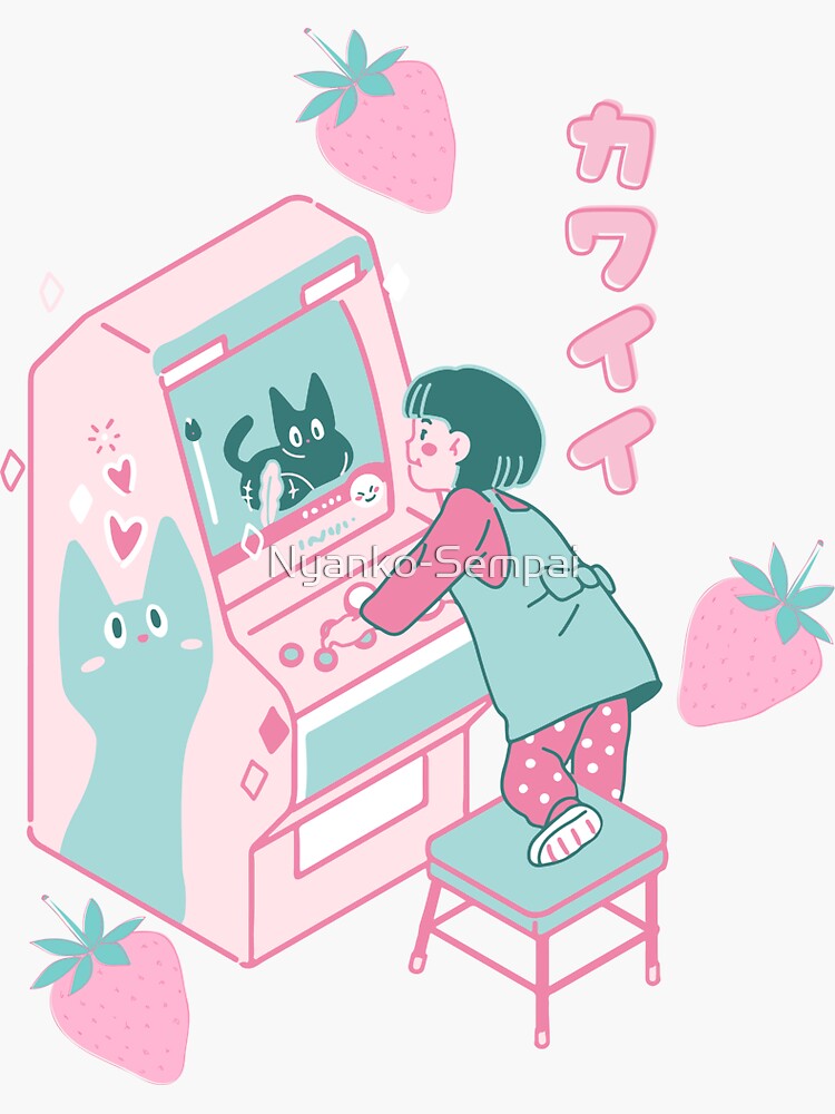 "Girl arcade kawaii" Sticker for Sale by Nyanko-Sempai | Redbubble
