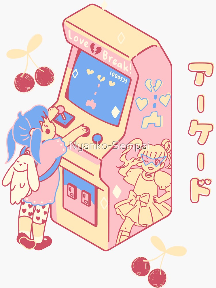 "Kawaii arcade girl" Sticker for Sale by Nyanko-Sempai | Redbubble