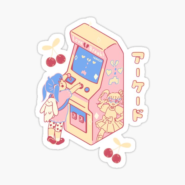 "Kawaii arcade girl" Sticker for Sale by Nyanko-Sempai | Redbubble