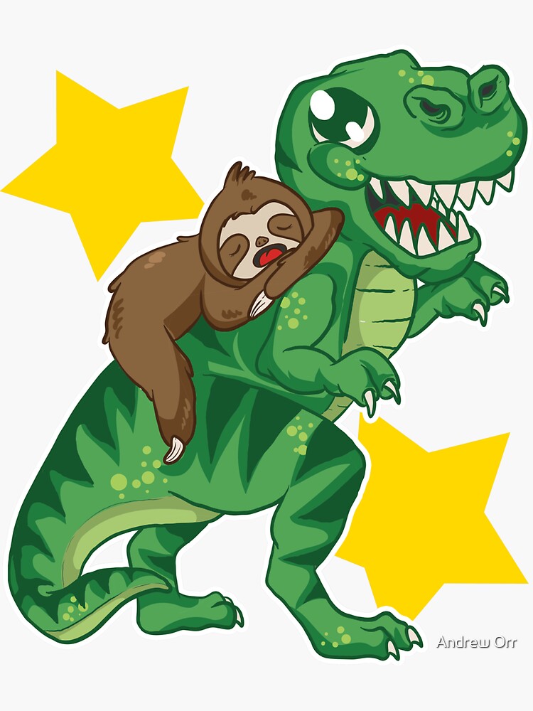 "Adorable Sloth Relaxing on a T-Rex with Stars | Funny Tyrannosaurus ...