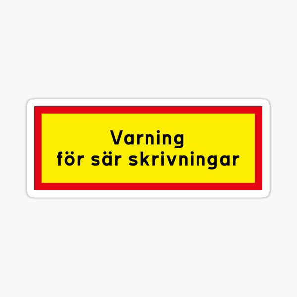 "Varning för särskrivningar" Sticker for Sale by sarkobang | Redbubble
