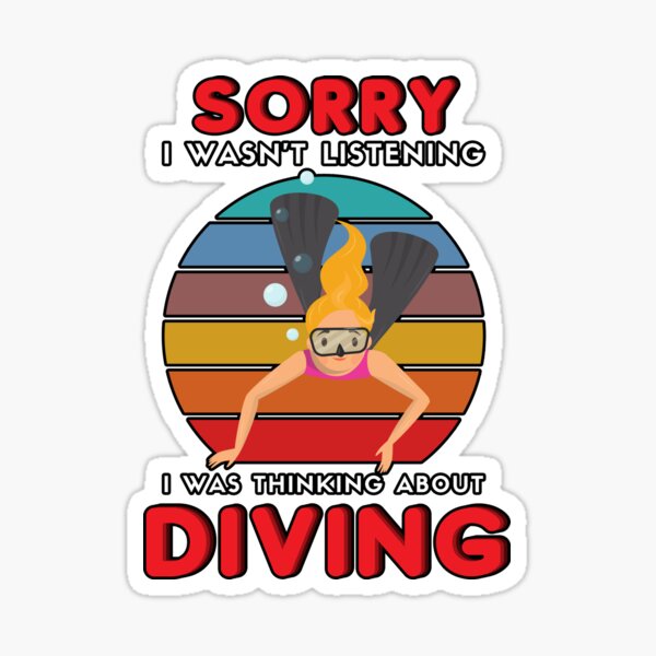 "Woman Scuba Dive | Funny Diving Girl Scuba Diver Vintage" Sticker for ...