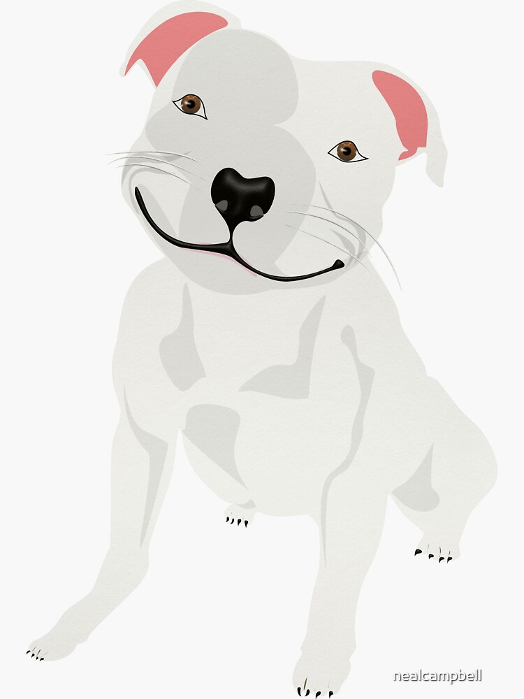 "Shiny, Happy Pitbull Smiling BIG" Sticker for Sale by nealcampbell ...