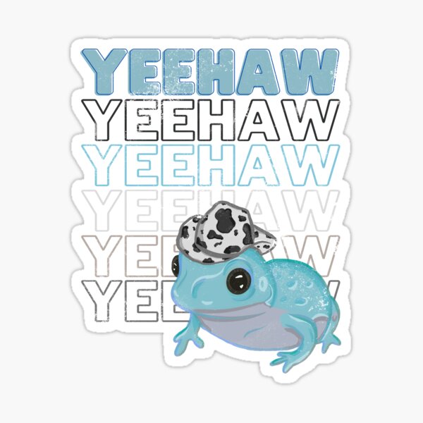 "Yeehaw Blue Frog Wearing Cowboy Hat" Sticker for Sale by RoserinArt ...