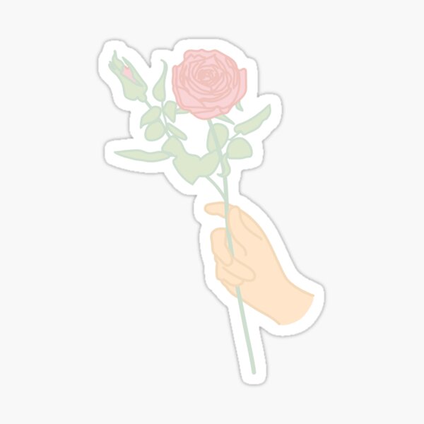"hand holding a rose simple minimal illustration " Sticker by brickelle ...
