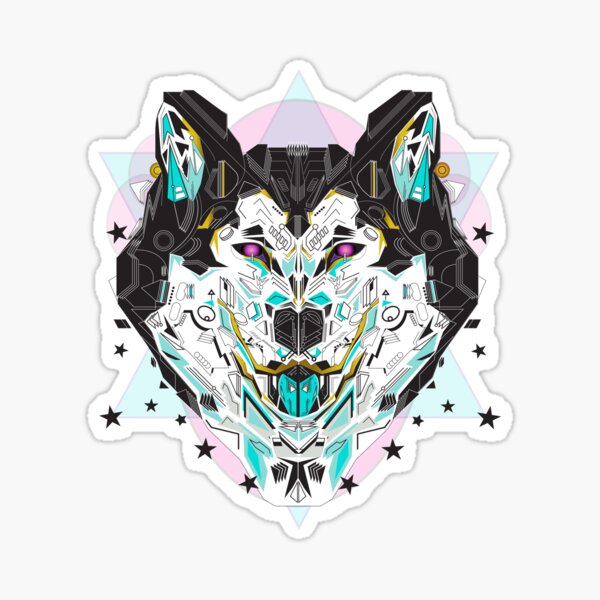 "Cyber Husky / Cyber Wolf " Sticker by RECP | Redbubble