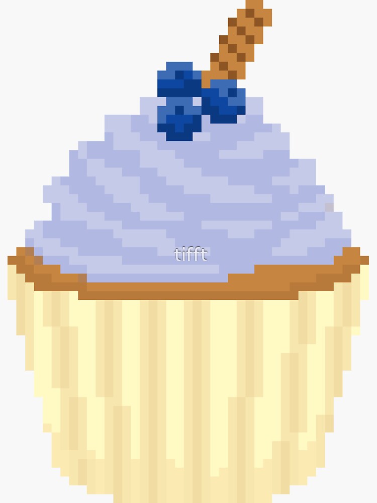" Periwinkle-coloured cupcake pixel art" Sticker for Sale by tifft ...