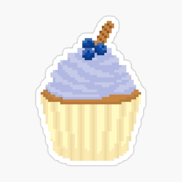 " Periwinkle-coloured cupcake pixel art" Sticker for Sale by tifft ...