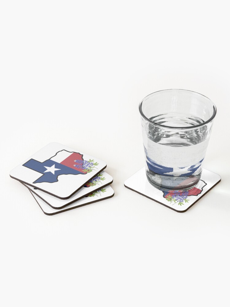 "State of Texas Flag with State Flower Bluebonnet" Coasters (Set of 4 ...