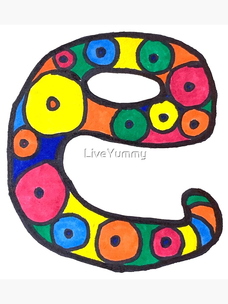Póster «letra e en círculos de colores» de LiveYummy | Redbubble