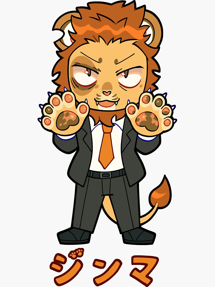 "BEASTARS Shishigumi Lion Jinma Sticker Pin Button" Sticker by magikitty | Redbubble
