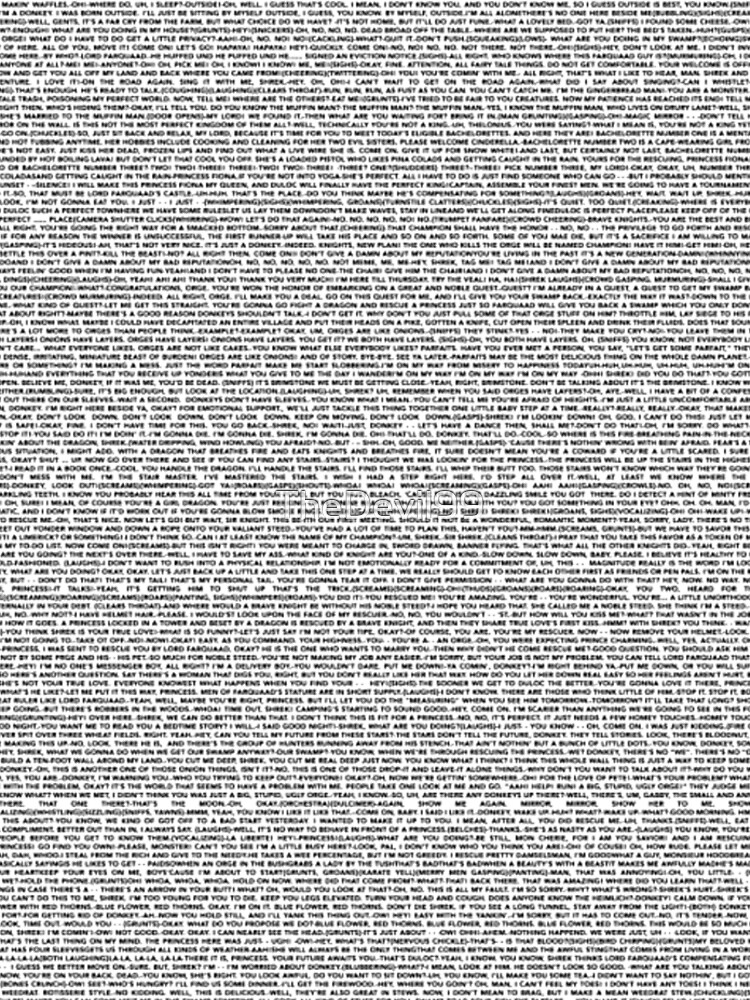 "entire shrek script " Leggings for Sale by TheDevil99 | Redbubble