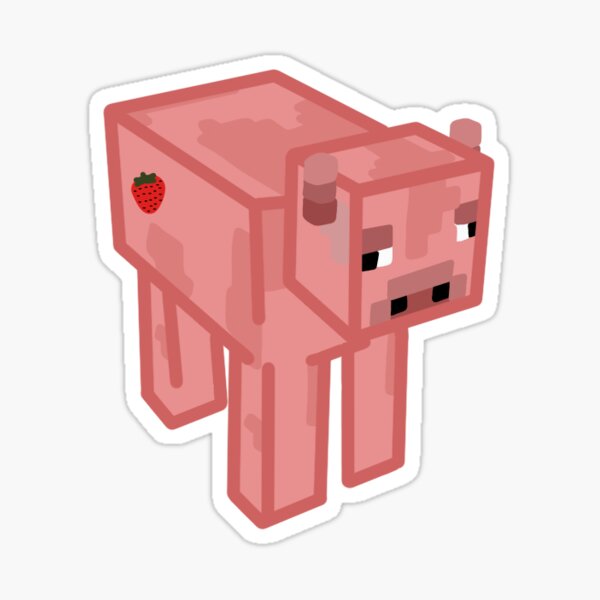 "Strawberry cow meme Minecraft cute TikTok trend" Sticker for Sale by ...