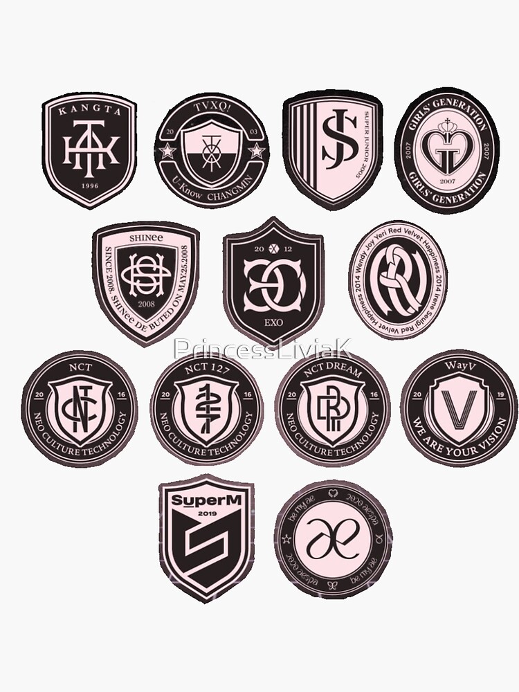 "Pink SM Town 2020/2021 Artist Logos" Sticker for Sale by ...