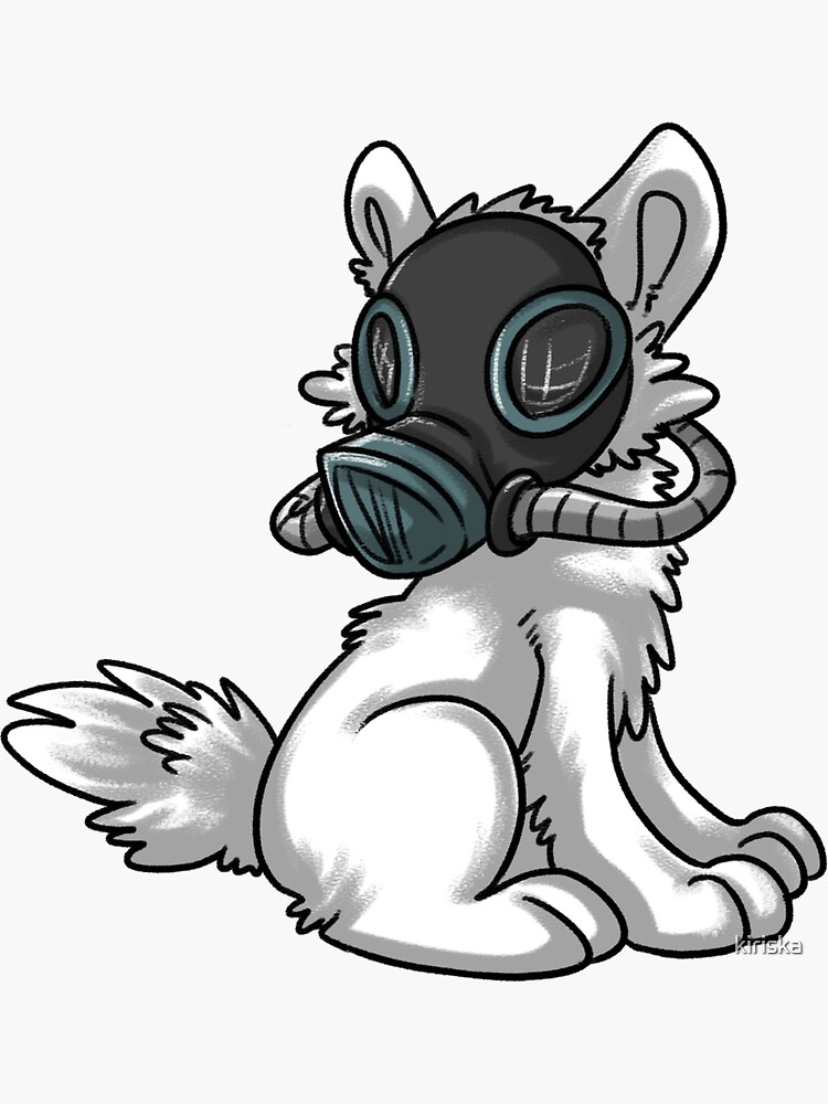 "'Souls RPG Pup - gas mask" Sticker by kiriska | Redbubble