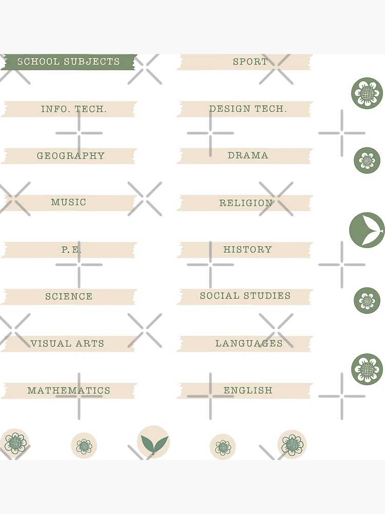 "Sticker Pack - Washi Tape style School Subject labels for Planner ...