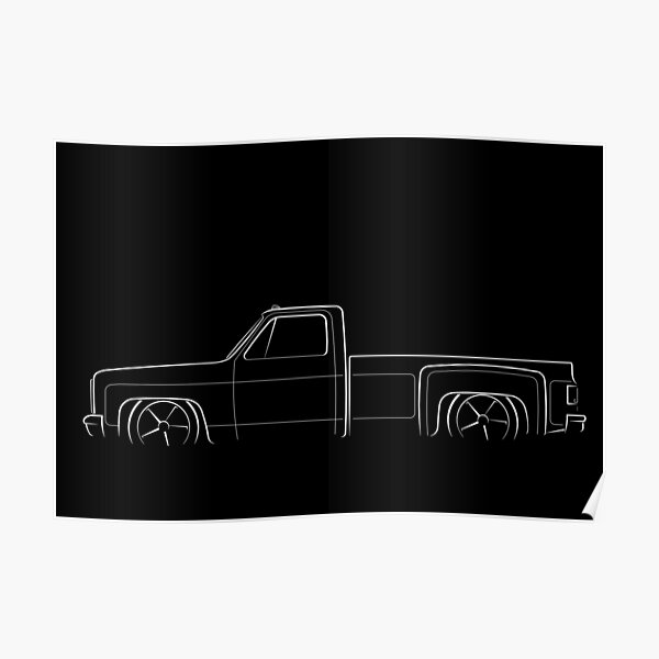 "1987 Chevrolet Silverado Dually - profile stencil, white" Poster for ...