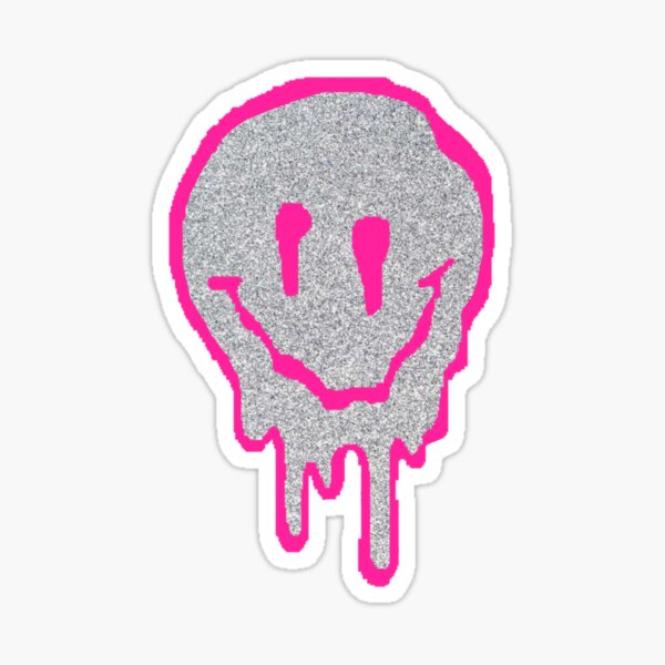 "Pink glitter drippy face" Sticker for Sale by Als10806 | Redbubble