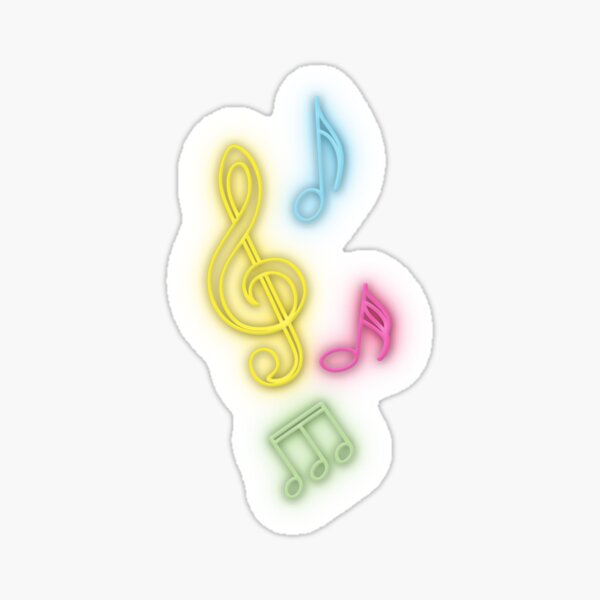 "Neon musical notes" Sticker for Sale by Xumm | Redbubble