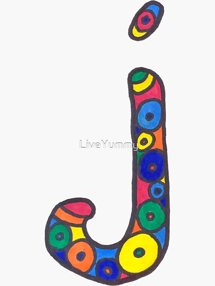 Pegatina «letra j en círculos de colores» de LiveYummy | Redbubble