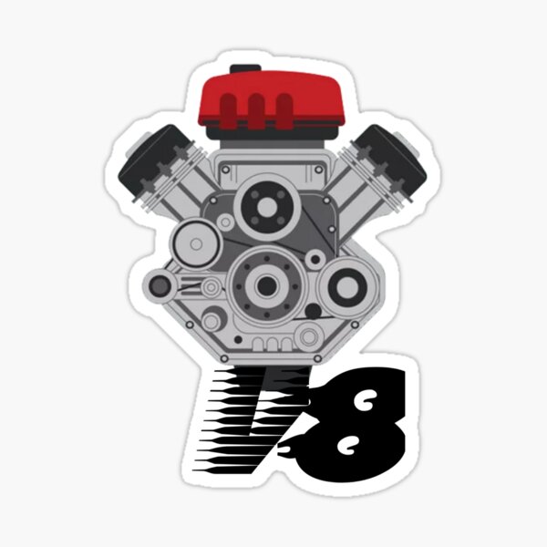 "V8 Engine " Sticker for Sale by Samama07 | Redbubble