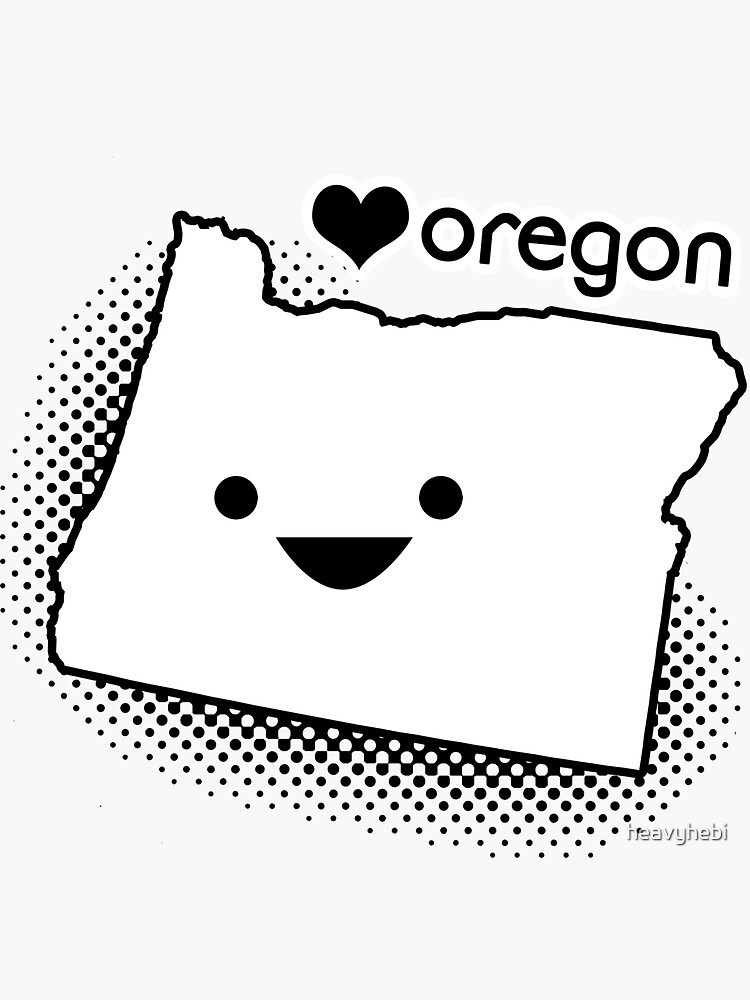 Pegatina «Cute Oregon - Kawaii Happy Face Oregon - Estados lindos» de ...