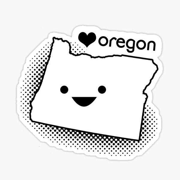 "Cute Oregon - Kawaii Happy Face Oregon - Cute States " Sticker by ...