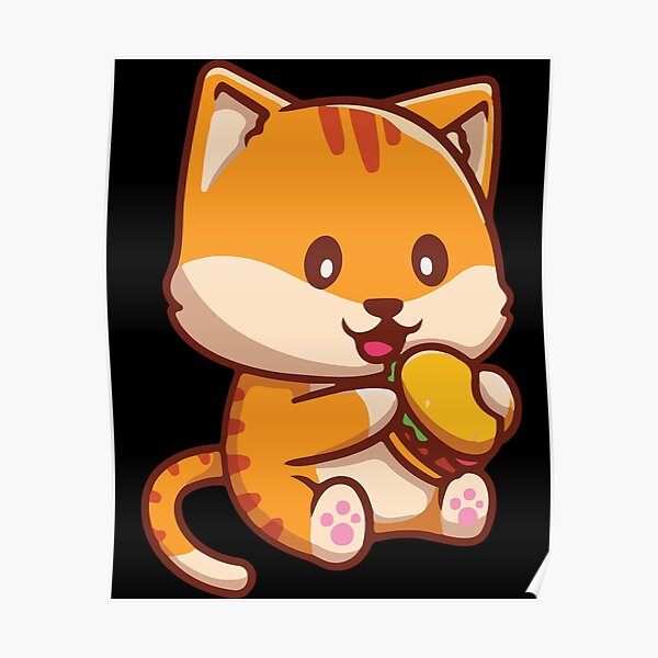 "Cat Eating Burger" Poster by Cutefy | Redbubble