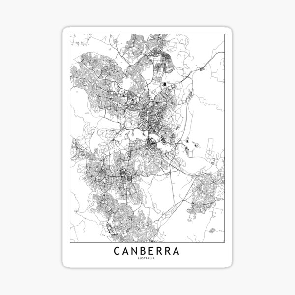 "Canberra White Map" Sticker for Sale by multiplicitymap | Redbubble