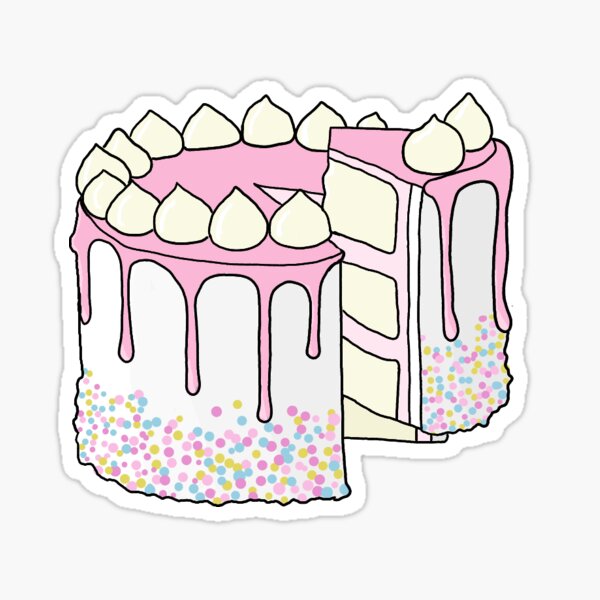 "Preppy Pastel Confetti Cake" Sticker by ewelinastickers | Redbubble