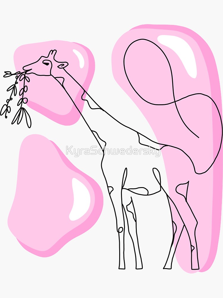 "Pink Line Art Giraffe" Sticker by KyraSchwedersky | Redbubble