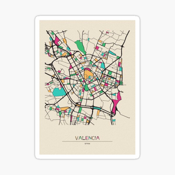 "Valencia, Spain Street Map" Sticker for Sale by geekmywall | Redbubble