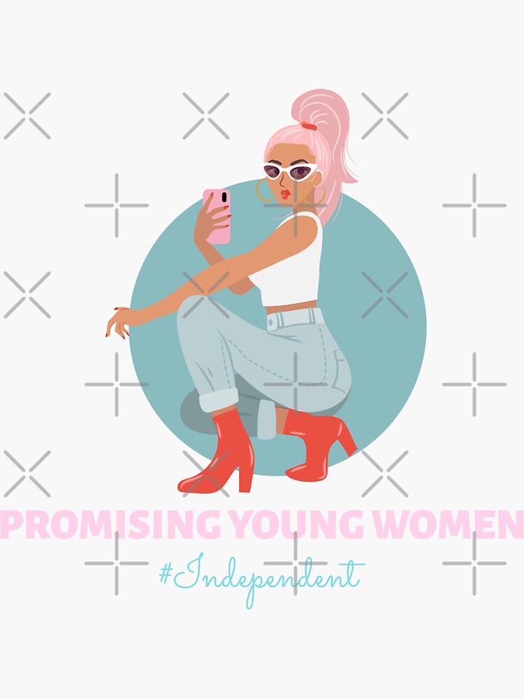 "PROMISING YOUNG WOMEN" Sticker for Sale by Pinu005 | Redbubble