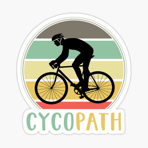 "Cycopath - Funny Cycling Lover Pun Vintage Retro Sunset" Sticker for ...