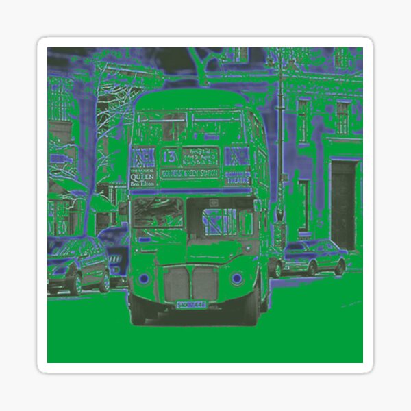 "London iconic Routemaster bus in green" Sticker for Sale by FunkyTowns ...