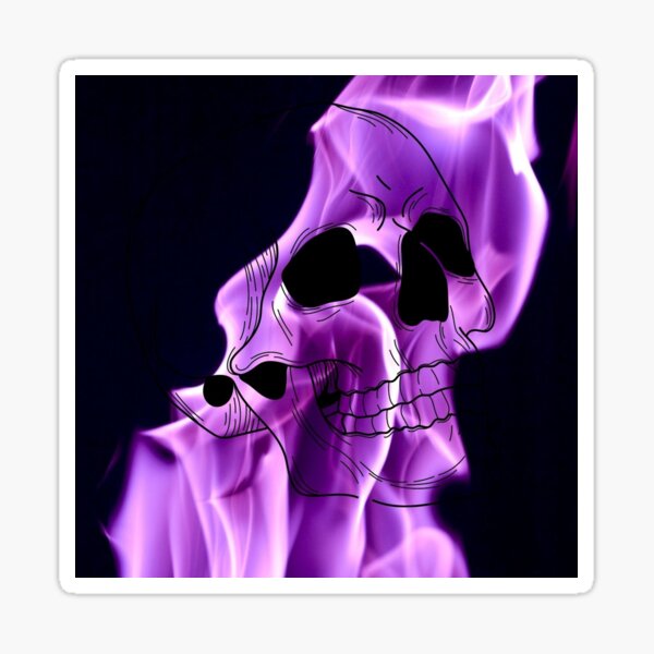 "Purple Flaming Skull" Sticker by BeSassy | Redbubble